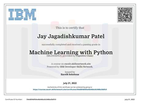 Jay Patel On Linkedin Ibm Certificates Datascience Machinelearning