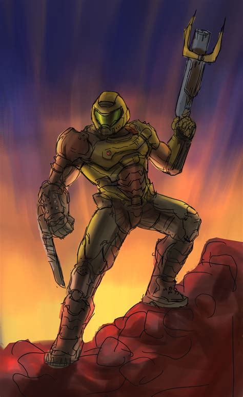 Doomguy Line Drawing Sketches Drawings