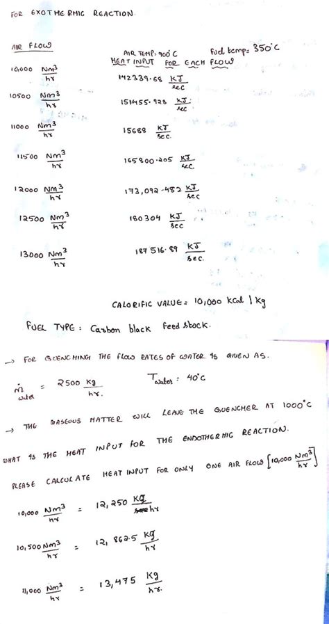 Solved Please Calculate The Heat Input For Endothermic Reaction The