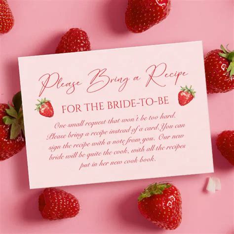 Berry Sweet Bridal Shower Recipe Request Enclosure Card Zazzle