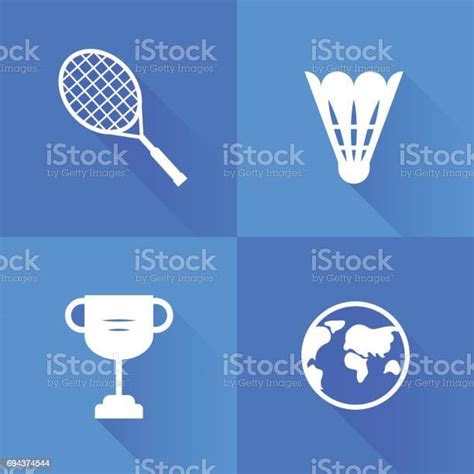 배드민턴에 대 한 아이콘의 집합입니다 플랫 스타일입니다 벡터 일러스트입니다 Championship에 대한 스톡 벡터 아트 및 기타 이미지 Championship