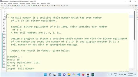 Evil Number In Java Evil Number Or Odious Numbers In Java Youtube