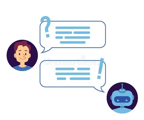 Vector Young Man Dialog With Chat Bot Stock Vector Illustration Of Dialog Communication