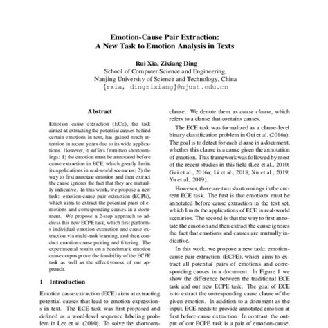 Emotion Cause Pair Extraction A New Task To Emotion Analysis In Texts Acl Anthology