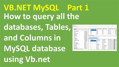 Vbnet Mysql Query All Databases Tables And Columns Part 1 Youtube