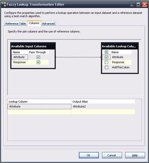 Sql Simply Tick A Checkbox In A Fuzzy Lookup Transformation Object