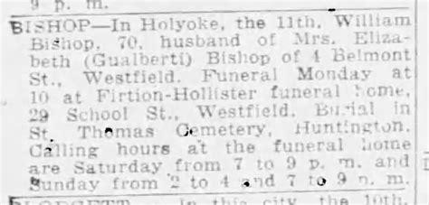 William Bishop Obit 1960 ™