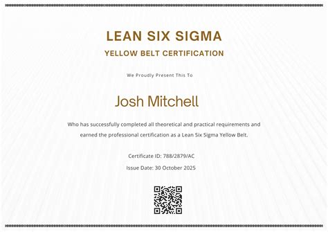 Six Sigma Certificate Template For All Belt Levels
