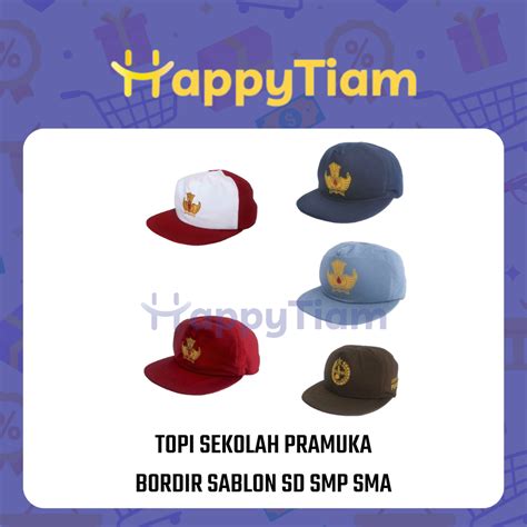 Jual Topi Sekolah Pramuka Bordir Pelajar Sd Smp Sma School Cap Karet Putih Seragam Shopee