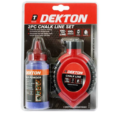 Chalk Line Powder Blue Refill 30m Dekton 2pc Builders 100ft String Reel
