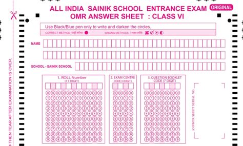 Sainik School Omr Sheet Pdf Aissee Nta Nic