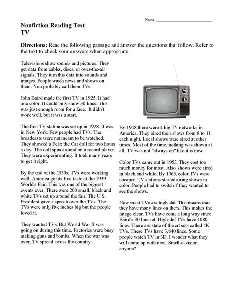 Reading Comprehension Worksheets Multiple Choice