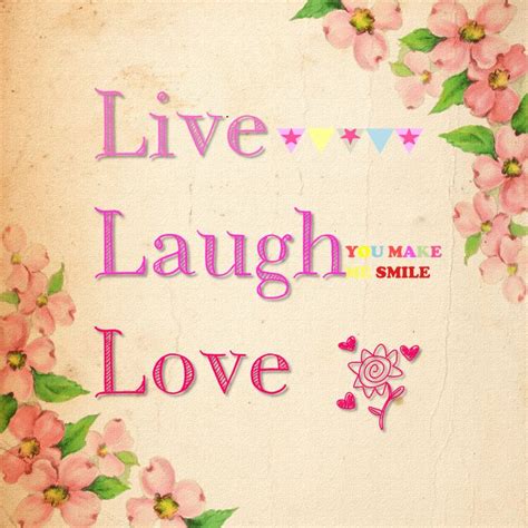 Live Laugh Love Pink Flower Quote