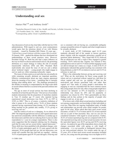 PDF Understanding Oral Sex