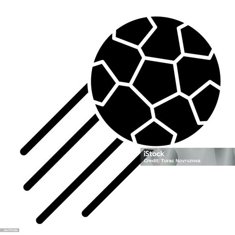 축구공 솔리드 아이콘입니다 축구 축구공을 걷어차고 공기 기호로 빠른 속도로 날고 흰색 배경에 글리프 스타일의 픽토그램을 날린다