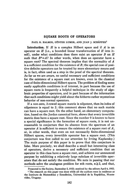 Square Root Of Operator Pdf Operator Mathematics Complex Number