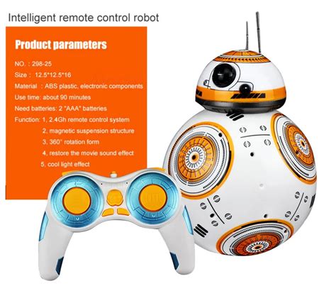 Free Shipping 17cm Star Wars Rc 24g Bb 8 Robot Upgrade Remote Control