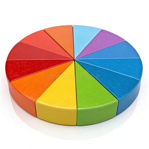 Colorful Pie Chart Illustration Isolated On White Background Stock