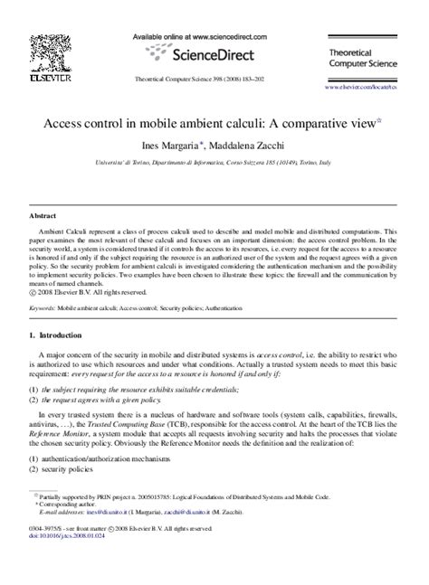 Pdf Access Control In Mobile Ambient Calculi A Comparative View