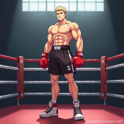 Standing Confidently In A Boxing Ring He Is Wearing Boxing Gloves
