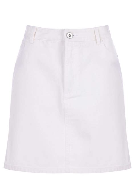 Womens White Denim Mini Skirt Peacocks