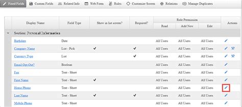 Fixed Fields For Contacts