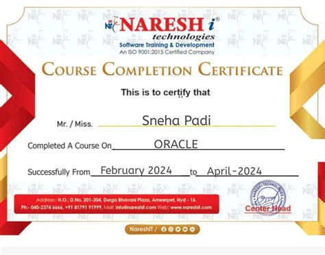 Excited To Share That Ive Completed An Oracle Sql Course Sneha Padi