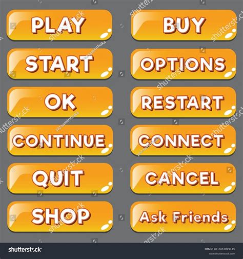 Game Ui Set Buttons Gui Build Stock Vector Royalty Free 2453099115 Shutterstock