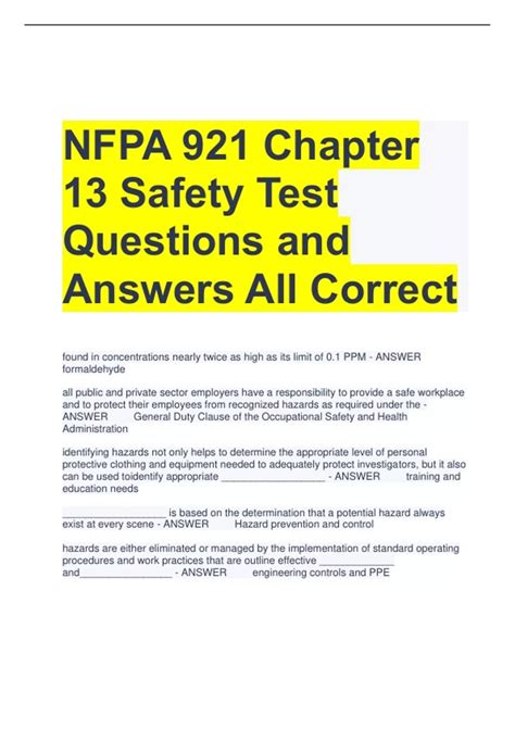 Nfpa 921 Chapter 13 Safety Test Questions And Answers All Correct Nfpa 921 Stuvia Us