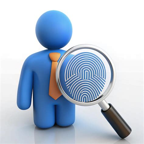 Premium Photo 3d Identity Person With Fingerprint Scan Loupe Icon