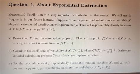 Solved Question About Exponential Distribution Chegg