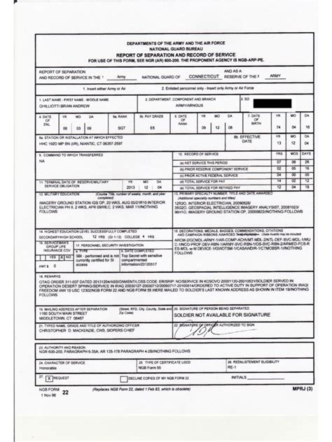Brian Ghilliotti Connecticut Army National Guard Ngb 22 Form Pdf