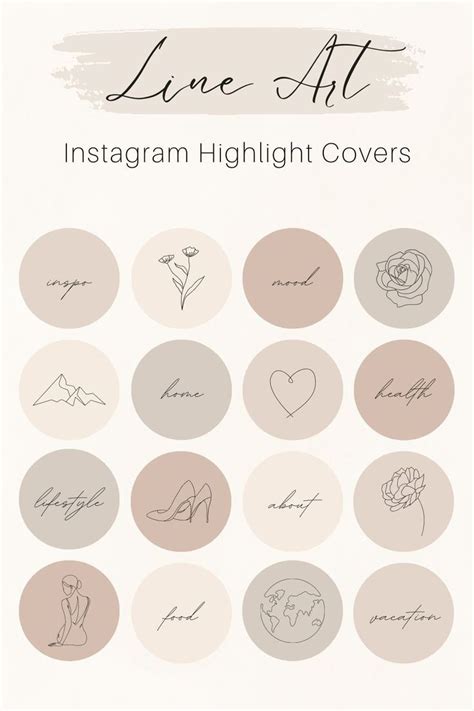 Instagram Highlight Covers Line Art Cream Instagram Story Icons Pastel