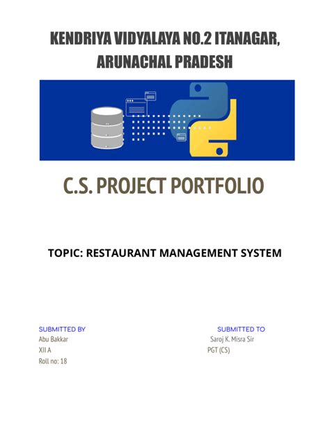 Restaurant Management System Project Portfolio Python And Mysql