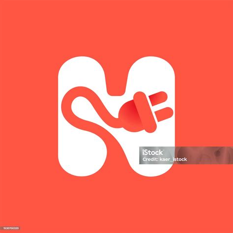 전기 플러그 로고가 있는 문자 H 네거티브 스페이스 기술 아이콘입니다 전력 에너지 브랜드 개념입니다 경제에 대한 스톡 벡터 아트 및 기타 이미지 Istock