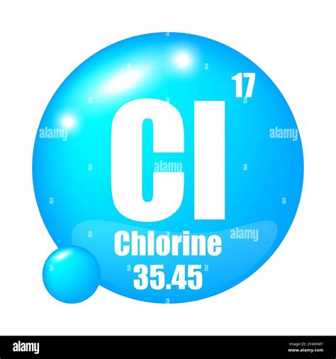 Chlorine Icon Cl Chemical Element Atomic Number 17 Mass 35 45 Blue Sphere Image Vector