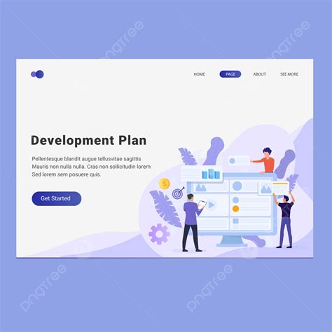 개발 계획 평면 개념 방문 페이지 템플릿 템플릿 Psd 다운로드 디자인 자료 다운로드