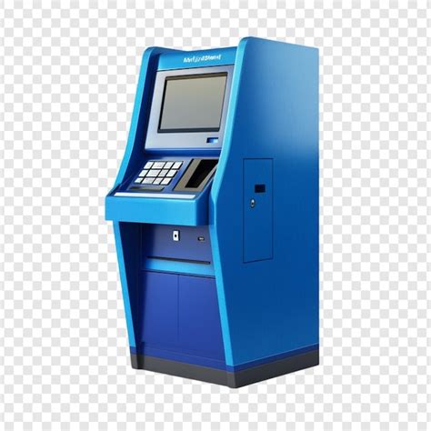 블루 Atm 키오스크 디지털 은행 기계 금융 기술 현대 인터페이스 스크린 키패드 프리미엄 Ai 생성 Psd