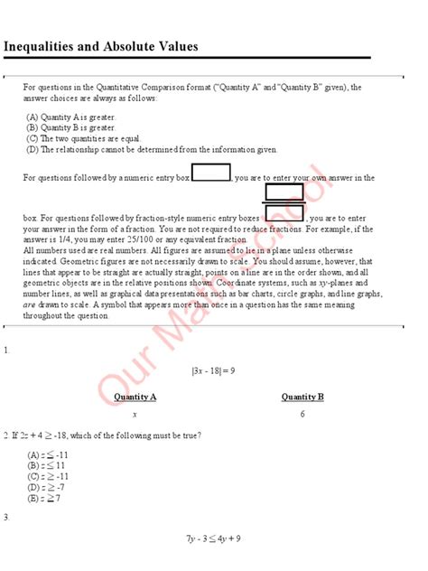 Lecture Sheet 12 And 13 Inequalities And Absolute Values 1 Pdf