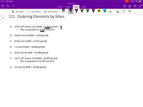 Solved Put The Following Elements In Order From Smallest To Largest Mass A 3 79 ×10 24 Atoms