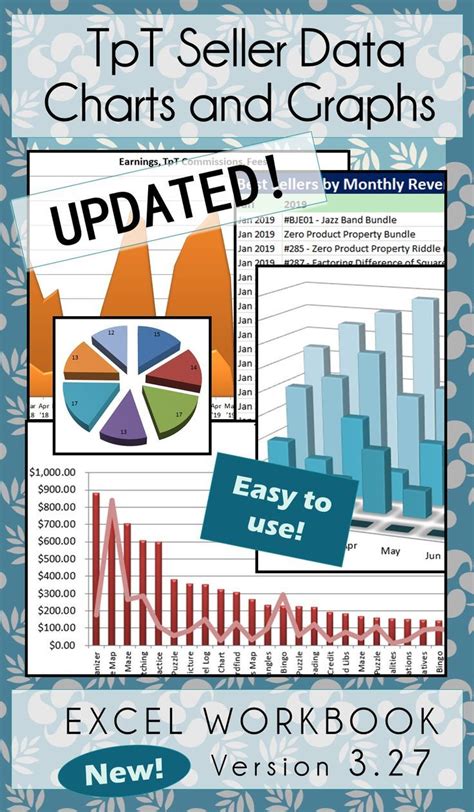 Tpt Seller Data Analysis Charts And Graphs Giant Set Of Spreadsheets