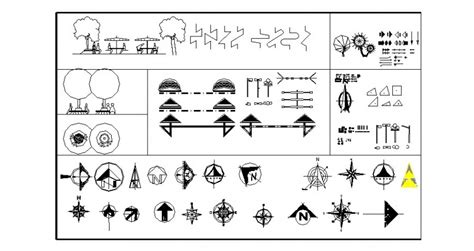 Direction Indicators Signs And Different Blocks In Autocad
