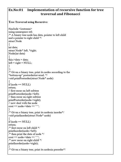 Implementation Of Recursive Function For Tree Trav Pdf Vertex