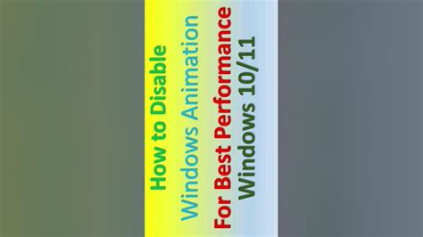 Windows Windowserror Bestperformance How To Disable Animation