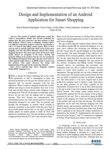 design and implementation of an android application for smart shopping pdf android