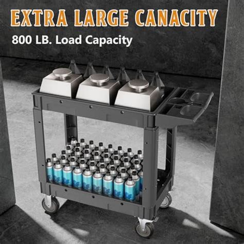 Heavy Duty Utility Cart With Wheels Rolling Tool Cart With Ergonomic Storage Handle And Deep