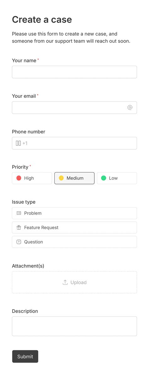 Salesforce Create Case Form Template