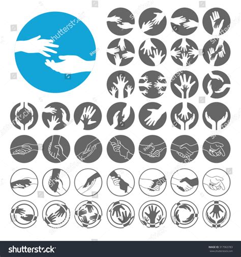 帮助手图标设置。 说明 Eps10 库存矢量图（免版税）317963783 Shutterstock