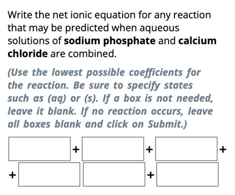 Solved Write The Net Ionic Equation For Any Reaction That Chegg