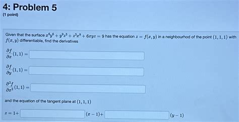 solved 4 problem 5 1 ﻿point given that the surface